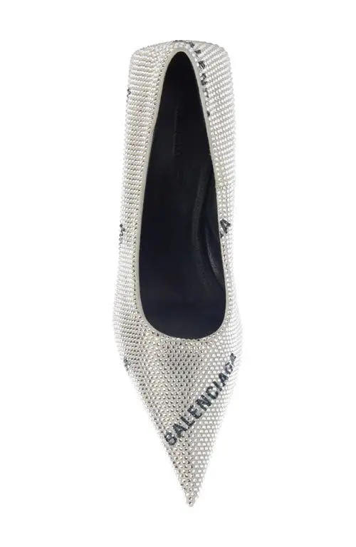 Balenciaga Square Knife Crystal Embellished Pointed Toe Pumps