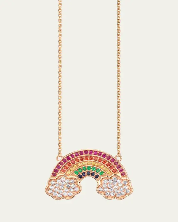 SYDNEY EVAN 14k Gold Rainbow Pendant Necklace - Rose Gold