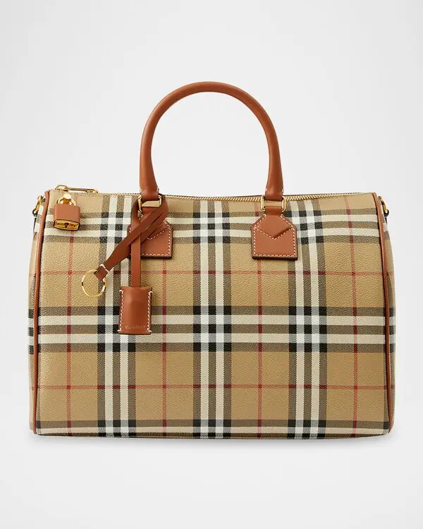 Burberry Check Large Bowling Top-handle Bag - Vntg Chk Briar Brown