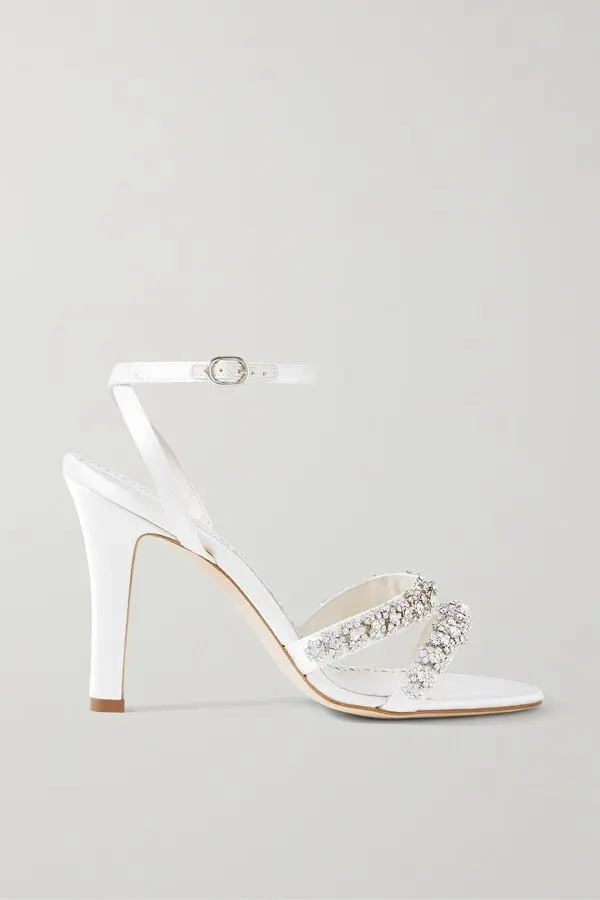Manolo Blahnik Vedada 105 Crystal-embellished Satin Sandals