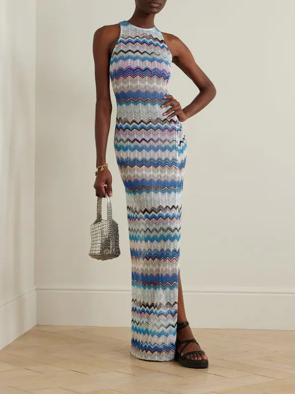 Missoni Mare Striped Metallic Crochet-Knit Maxi Dress - Multi | Editorialist
