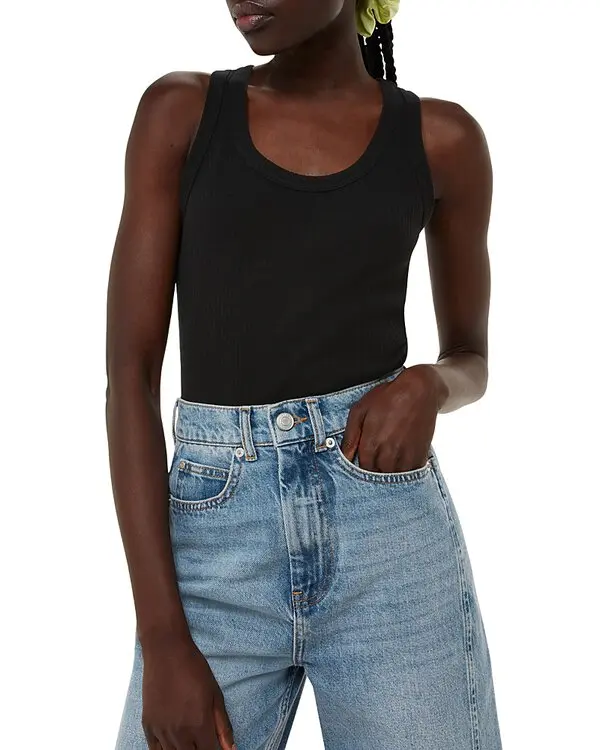 Whistles Ultimate Round Neck Ribbed Tank Top - Black