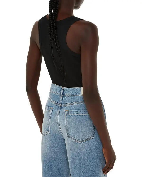 Whistles Ultimate Round Neck Ribbed Tank Top - Black