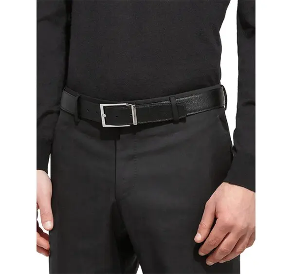 FERRAGAMO Leather Reversible Belt - Nero/hickory