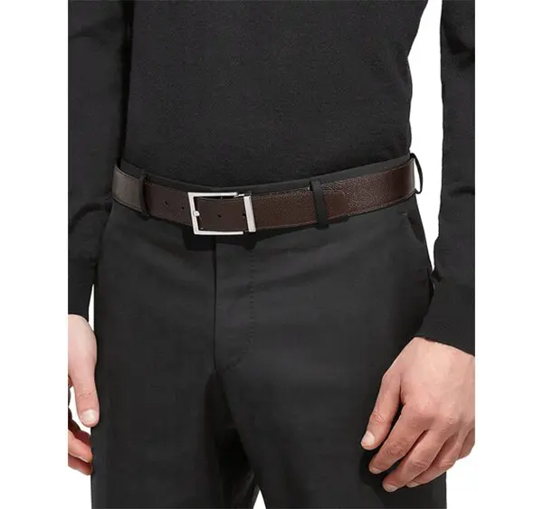 FERRAGAMO Leather Reversible Belt - Nero/hickory