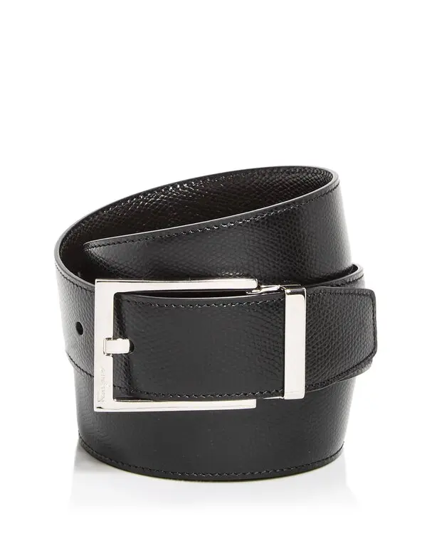 FERRAGAMO Leather Reversible Belt - Nero/hickory