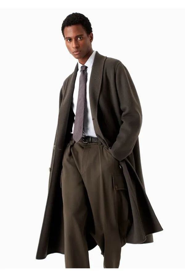 Giorgio Armani Single-Breasted Double Cashmere Coat - Natural