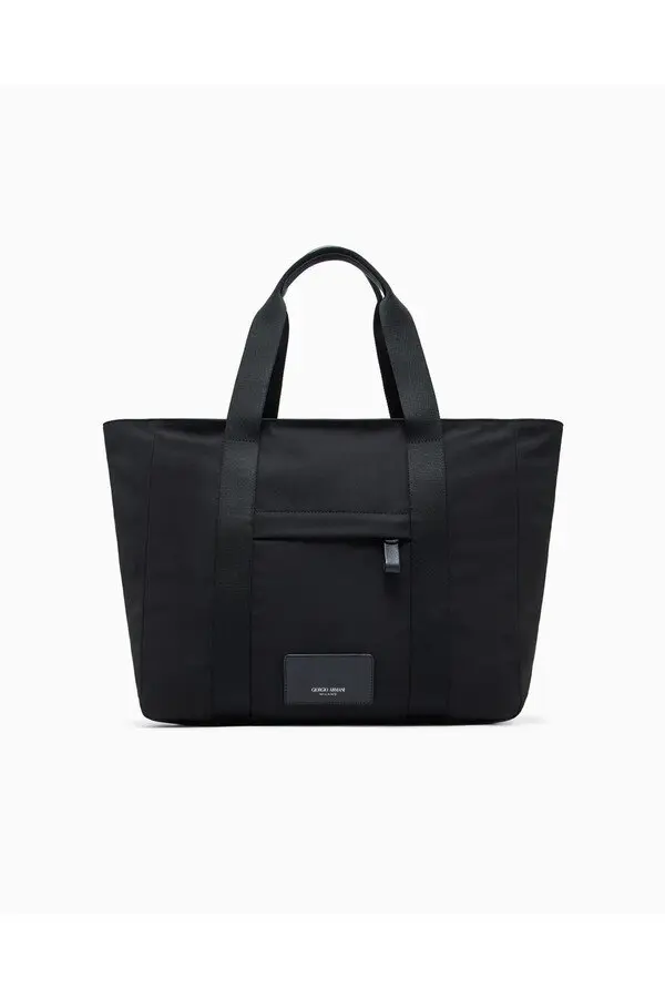 Giorgio Armani Asv Small Nylon Shopper Bag - Black