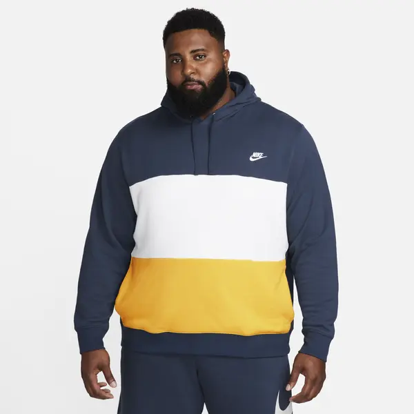 Nike Club Fleece French Terry Color-Blocked Hoodie In Blue 29