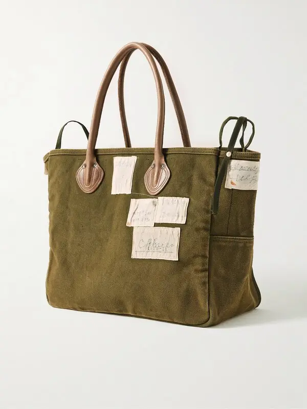 Kapital 4 Milk Bag Small Leather-Trimmed Embellished Canvas Tote