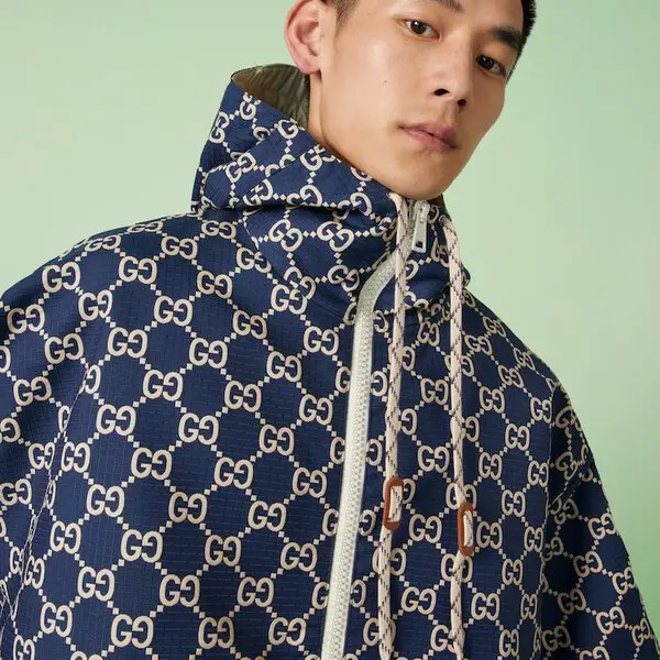 Gucci Gg Ripstop Fabric Zip Jacket Ready-To-Wear - Blue | Editorialist