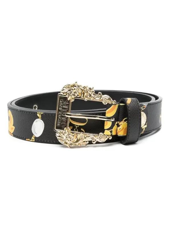 Versace Logo-buckle Leather Belt - Black