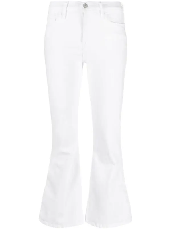 FRAME Le Crop Flare Slit Jeans - White