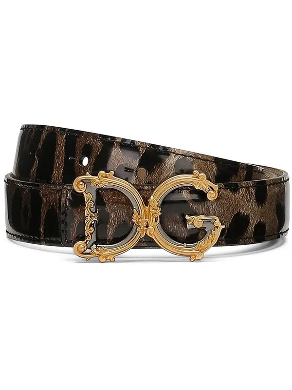 Dolce & Gabbana Dg Buckle Leopard-print Belt - Brown