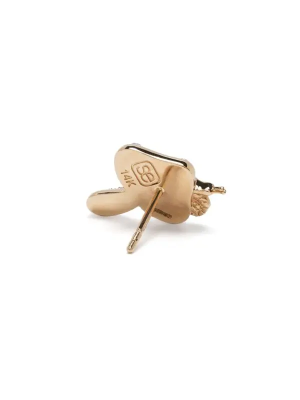 SYDNEY EVAN 14kt Yellow Gold Celestial Mushroom Diamond And Enamel Stud Earring