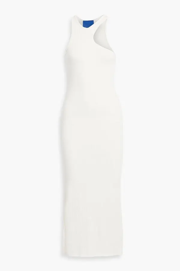 SIMONMILLER Mawga Asymmetric Ribbed Jersey Midi Dress - Ivory