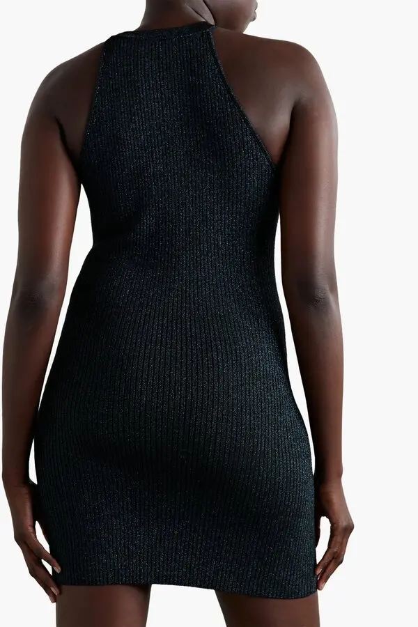 CHRISTOPHER KANE Metallic Ribbed-knit Mini Dress