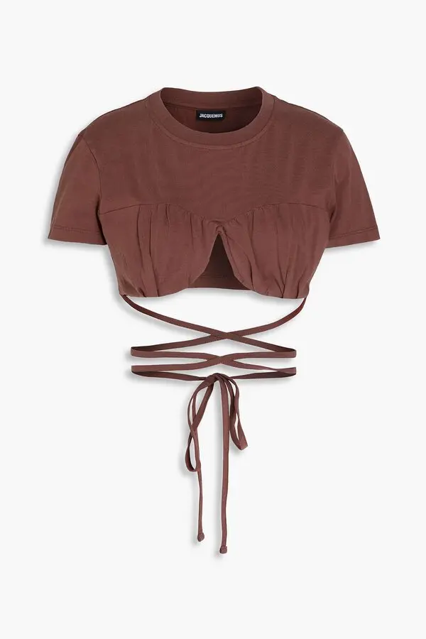 Jacquemus Cropped Cotton-jersey T-shirt - Brown