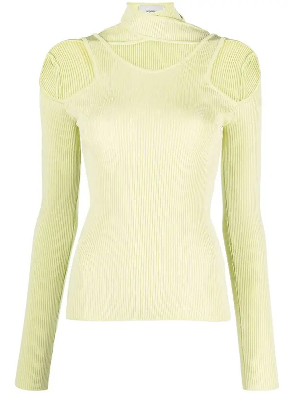 Coperni Cut-out Ribbed Sweater - Green