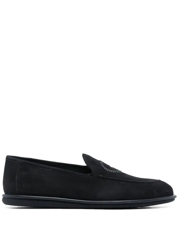Giorgio Armani Logo-embroidered Suede Loafers