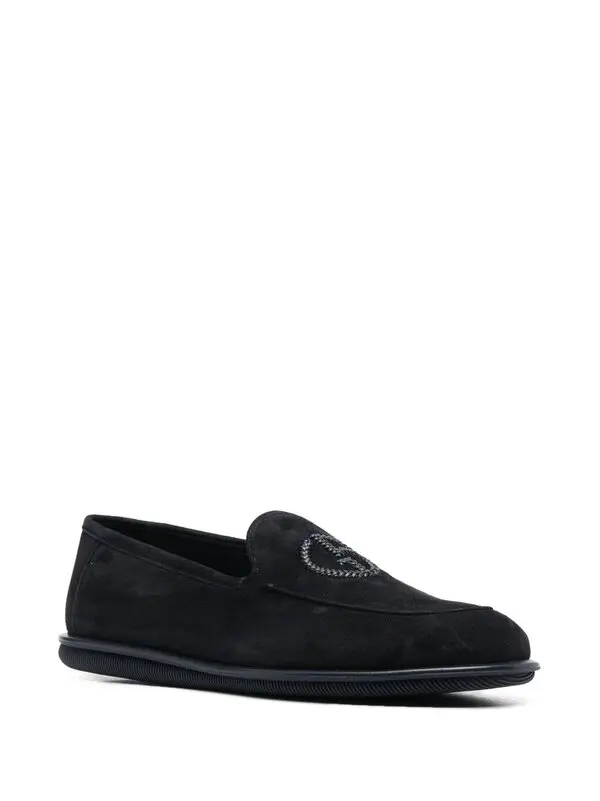 Giorgio Armani Logo-embroidered Suede Loafers