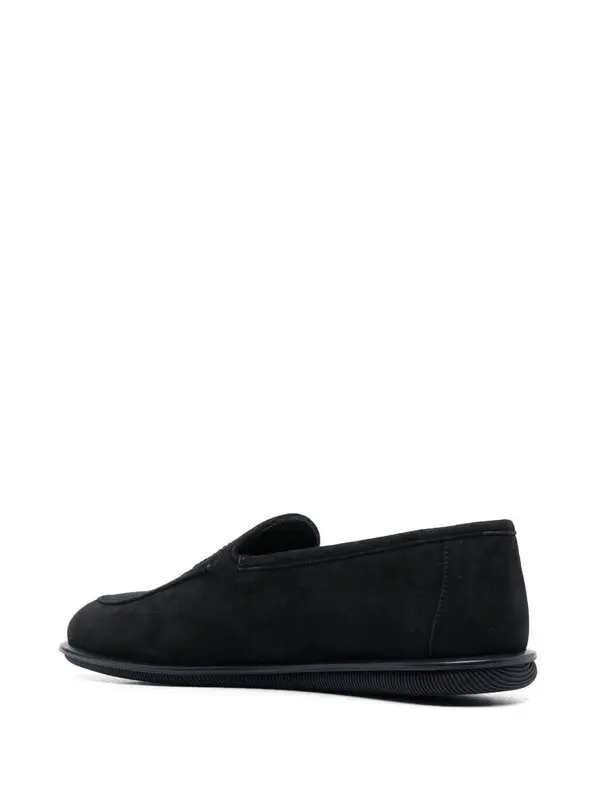 Giorgio Armani Logo-embroidered Suede Loafers