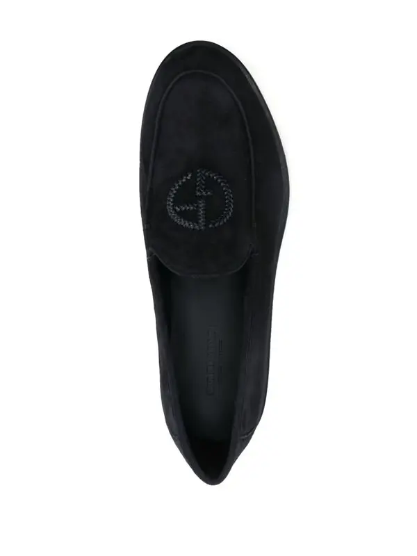 Giorgio Armani Logo-embroidered Suede Loafers