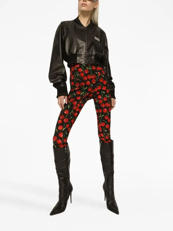 Dolce & Gabbana Logo-plaque Cropped Leather Jacket