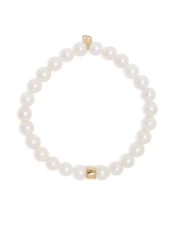 SYDNEY EVAN 14kt Yellow Gold Marquise Rondelle Pearl Bracelet - White