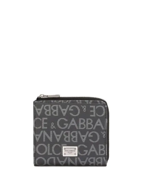Dolce & Gabbana Logo-plaque Jacquard Wallet - Black
