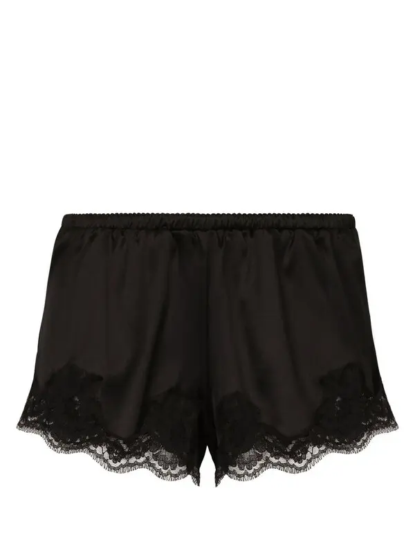 Dolce & Gabbana Lace-detailing Satin-finish Briefs - Black