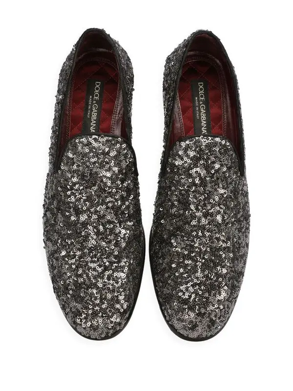 Dolce & Gabbana Sequin-embellished Leather Slippers