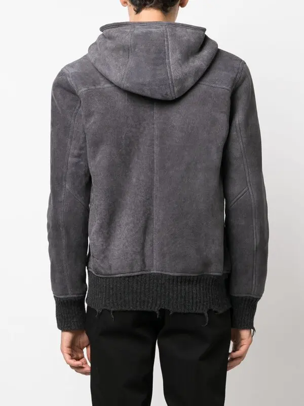 GIORGIO BRATO Hooded Zip-up Leather Jacket