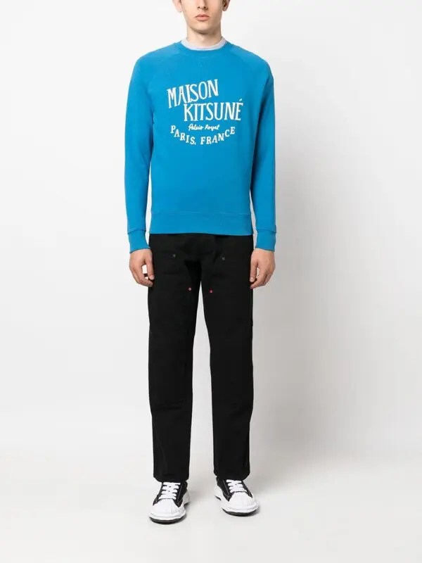 Maison Kitsuné Logo-print Cotton Sweatshirt - Blue