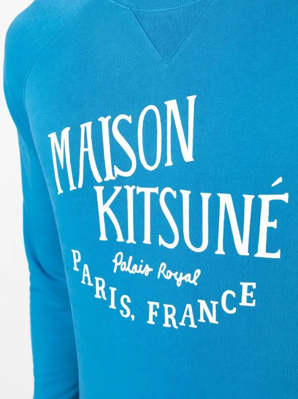Maison Kitsuné Logo-print Cotton Sweatshirt - Blue