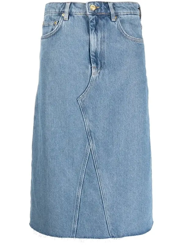 GANNI High-waist Denim Midi Skirt