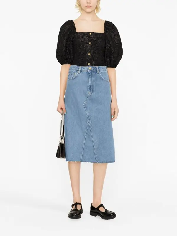 GANNI High-waist Denim Midi Skirt