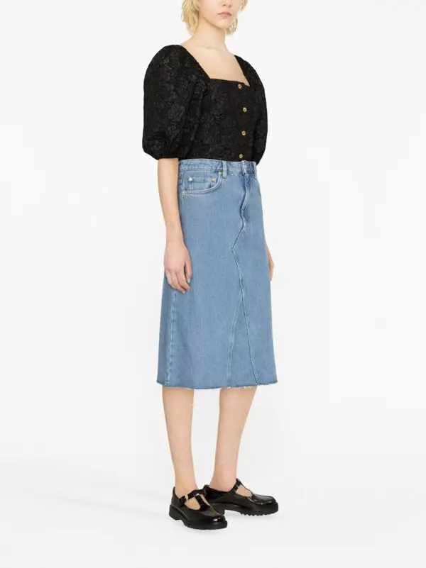 GANNI High-waist Denim Midi Skirt