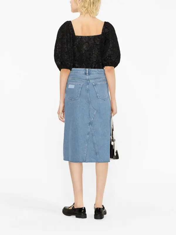 GANNI High-waist Denim Midi Skirt