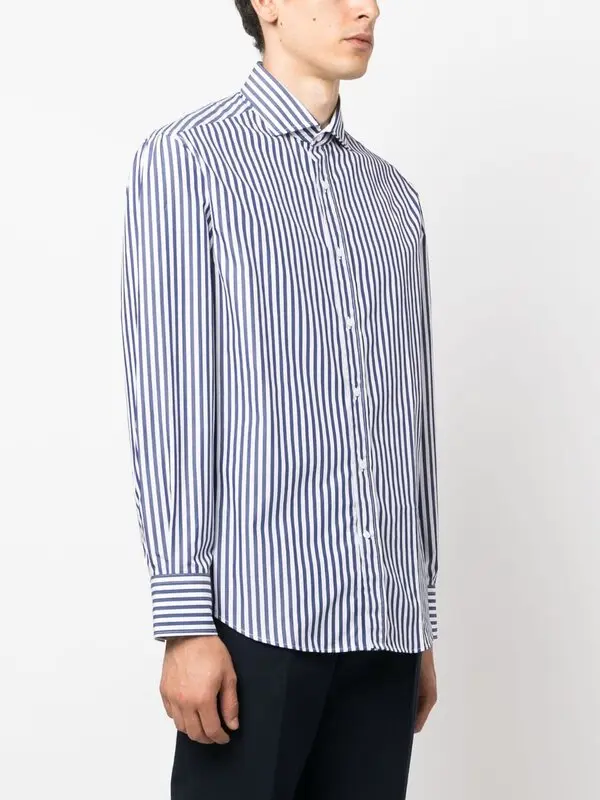 Brunello Cucinelli Striped Spread-collar Cotton Shirt