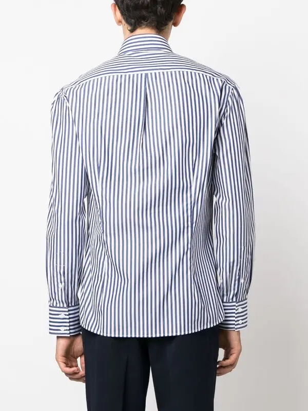 Brunello Cucinelli Striped Spread-collar Cotton Shirt