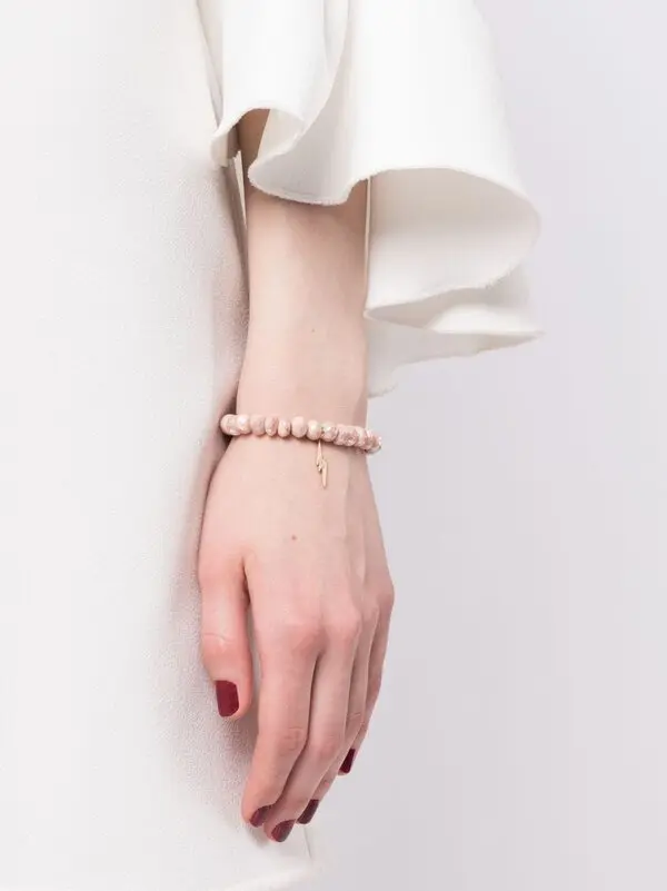 SYDNEY EVAN 14kt Yellow Gold Lightning Bolt Charm Bracelet - Pink