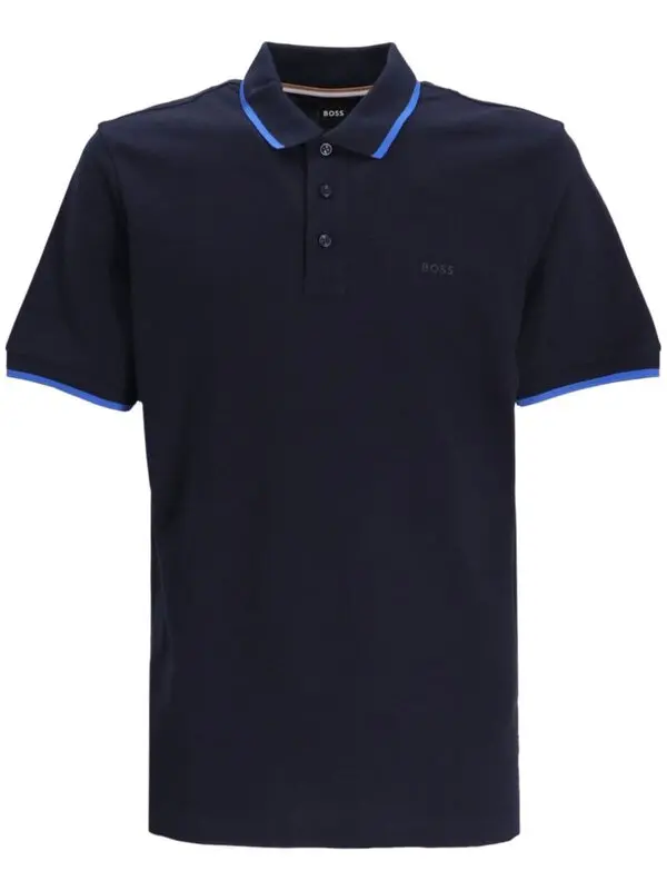 BOSS Logo-emed Cotton Polo Shirt - Blue