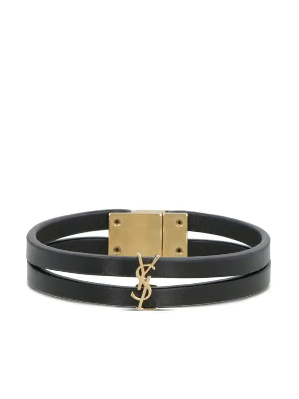Saint Laurent Cassandre Double-strap Bracelet - Black