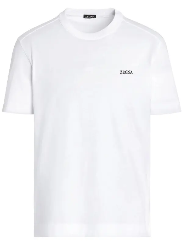 Zegna Logo-embroidered Cotton T-shirt - White