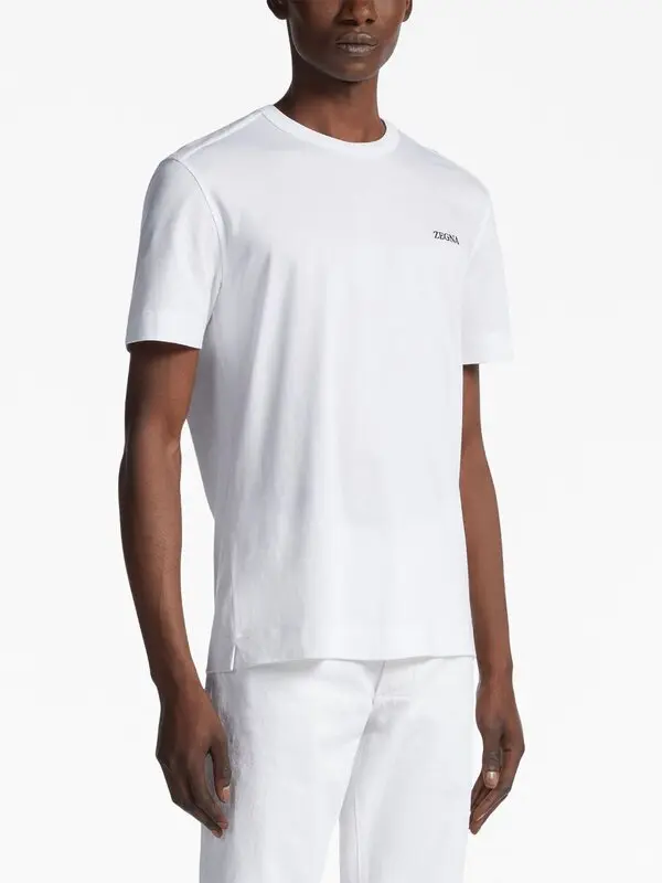 Zegna Logo-embroidered Cotton T-shirt - White