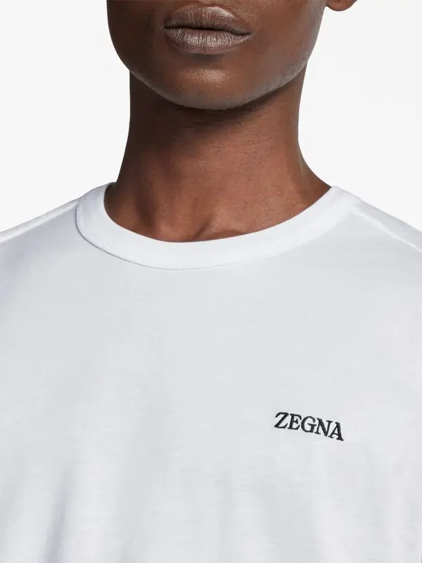 Zegna Logo-embroidered Cotton T-shirt - White