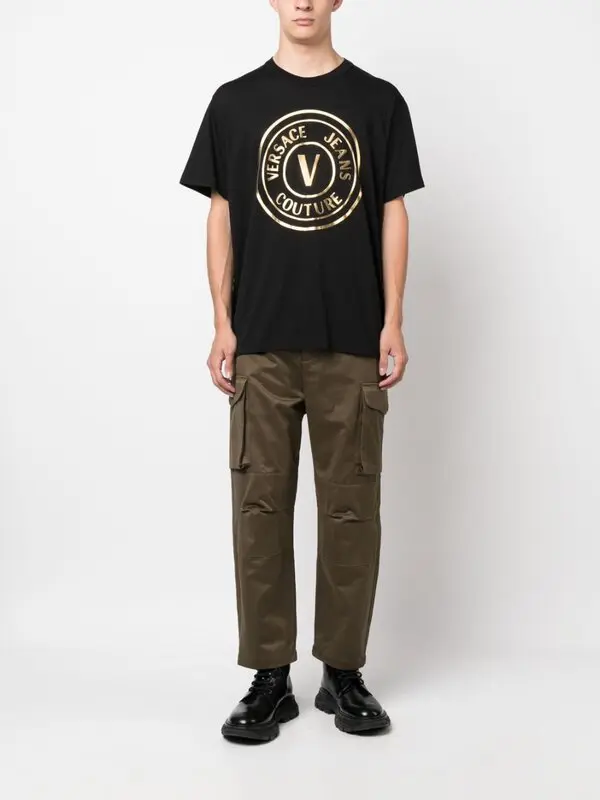 Versace Logo-print Cotton T-shirt - Black