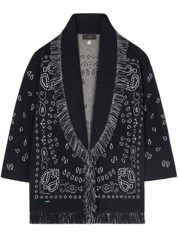 Alanui Bandana Jacquard Cashmere Cardigan - Blue