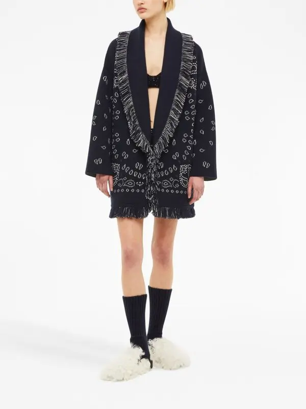 Alanui Bandana Jacquard Cashmere Cardigan - Blue